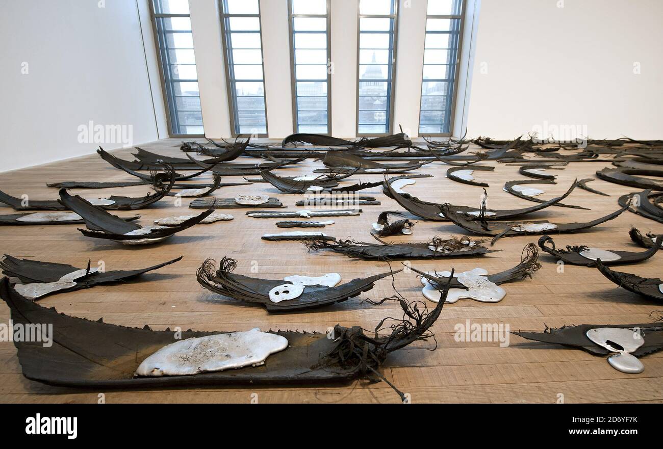 Works by Gabriel Orozco on display at a new exhibition of his work, at ...