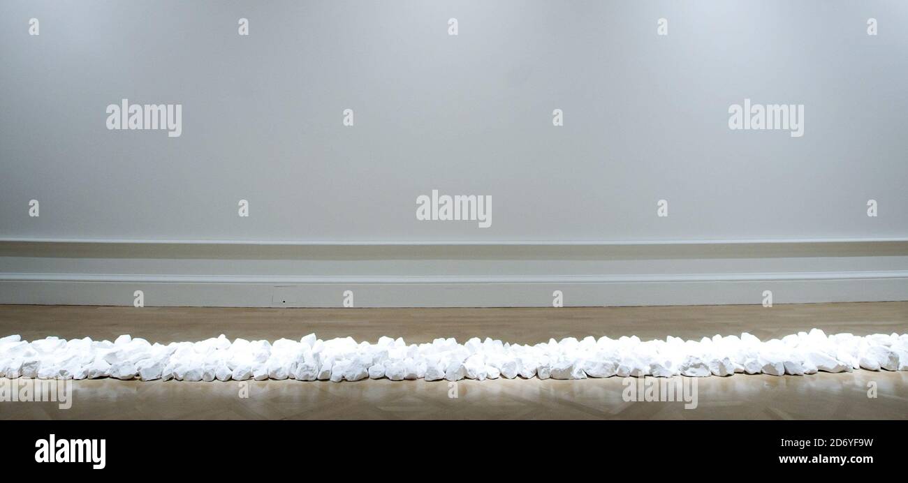 Richard Long's sculpture Chalk Line pictured at the opening of the ...