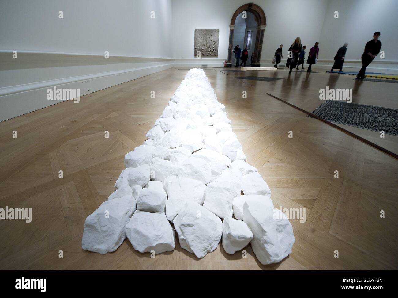 Richard Long's sculpture Chalk Line pictured at the opening of the ...