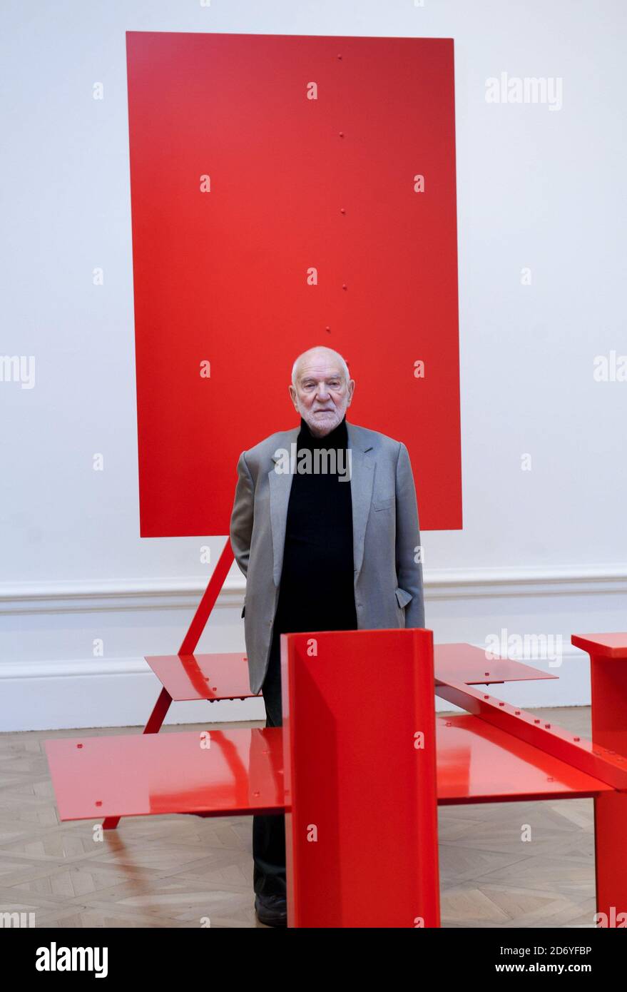 Sculptor Anthony Caro pictured with his sculpture Early One Morning, at ...