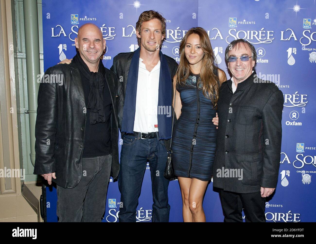 (l-r) Cirque du Soleil founder Guy Laliberte, Jenson Button, girlfriend ...