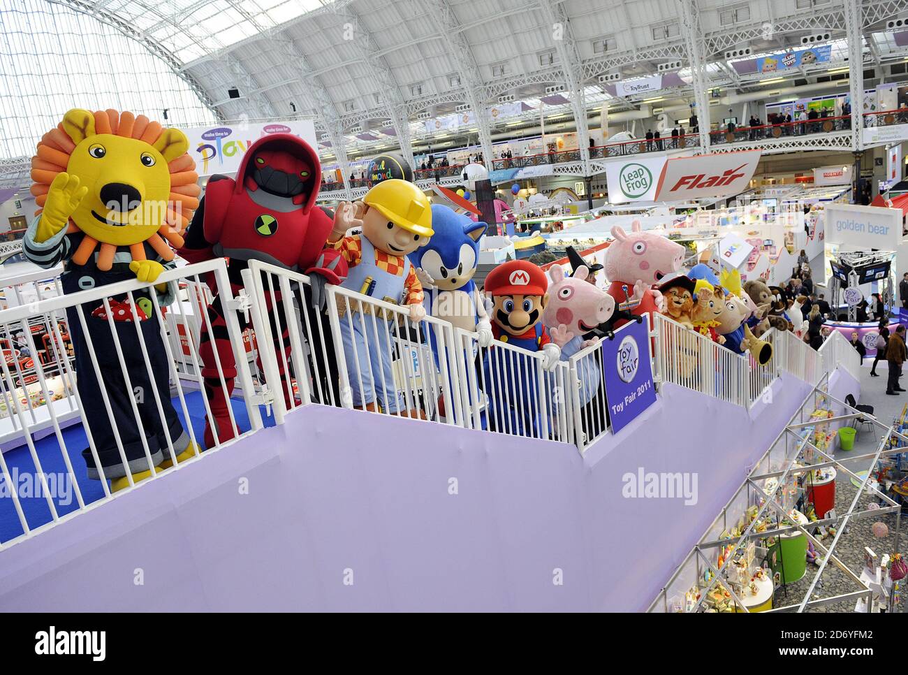 Character mascots pictured during the Toy Fair at Olympia in west ...
