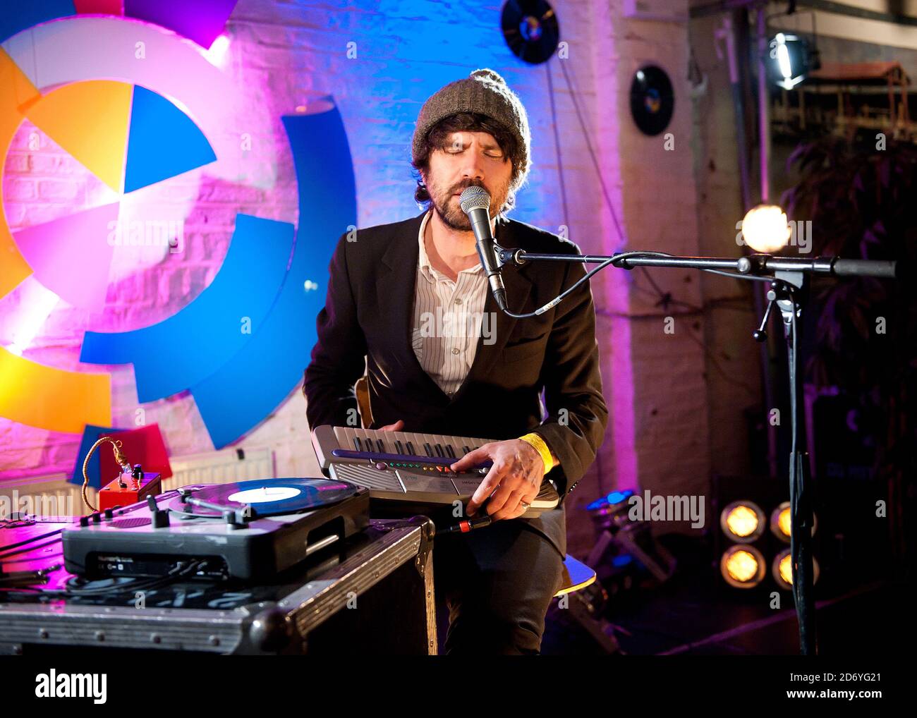 Gruff Rhys performs during the filming of Topman CTRL MX, in Stoke ...