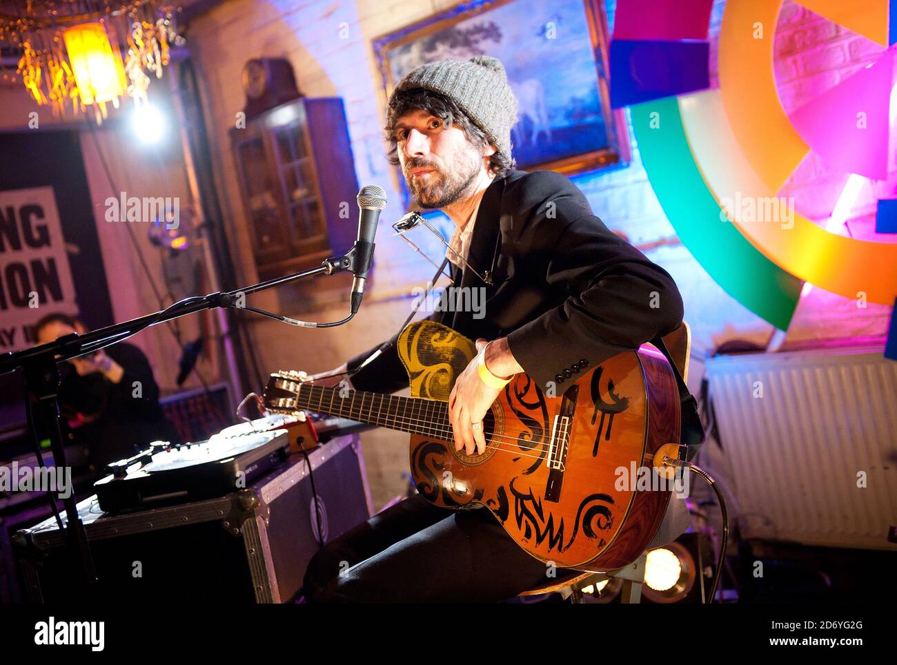 Gruff Rhys performs during the filming of Topman CTRL MX, in Stoke ...