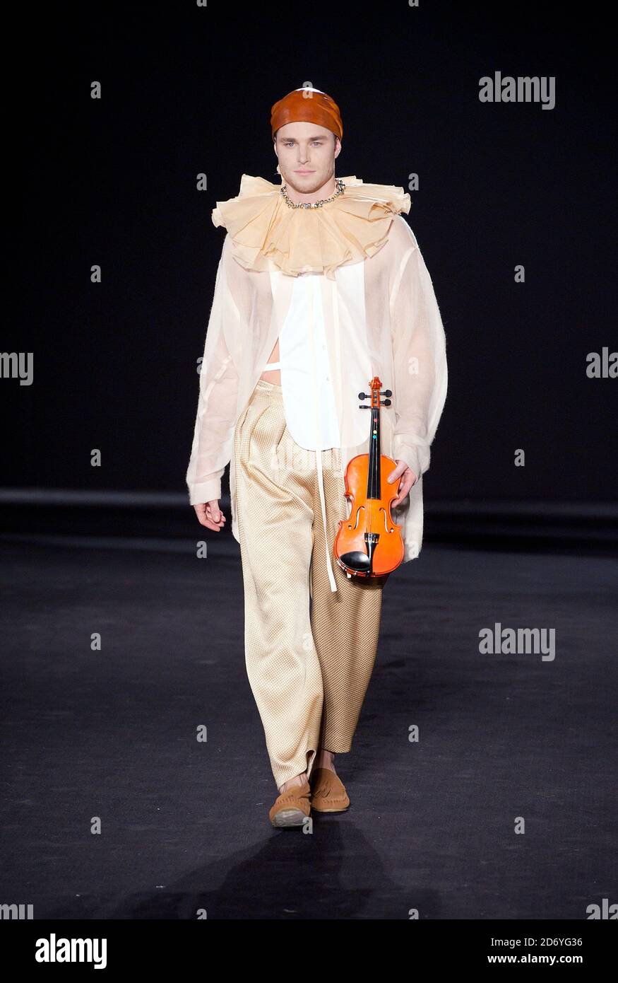 A model wears designs by Marios Alexander Antoniou at the London ...