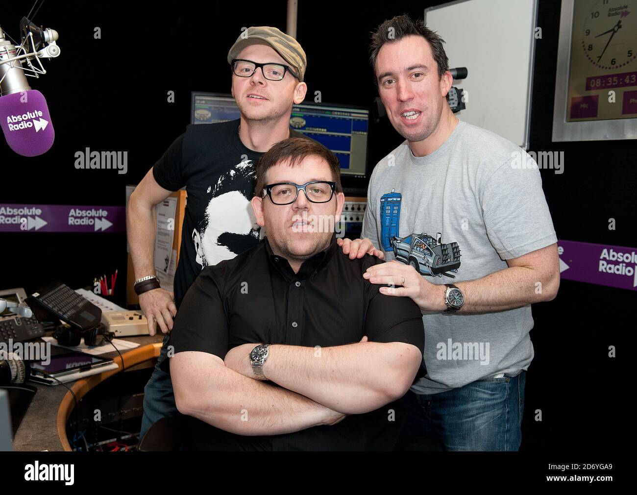 Simon Pegg and Nick Frost pictured with Christian O'Connell on his ...