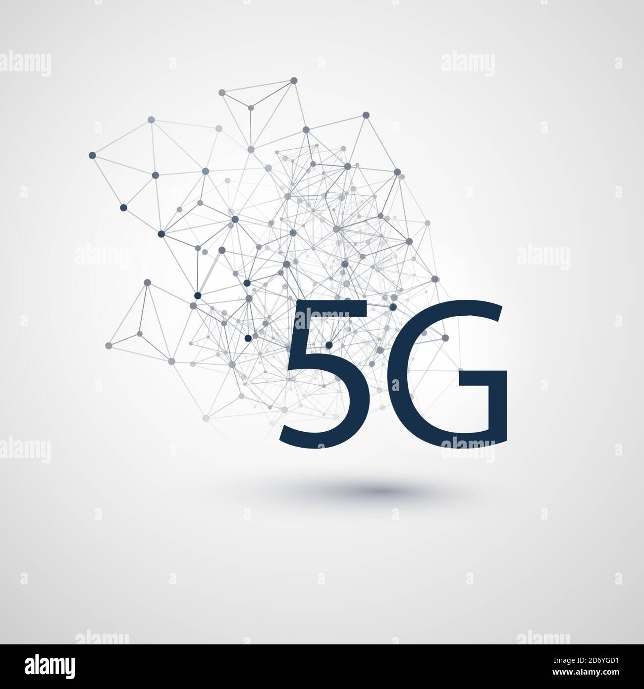 5G Network Label with Wireframe Mesh - High Speed, Broadband Mobile ...