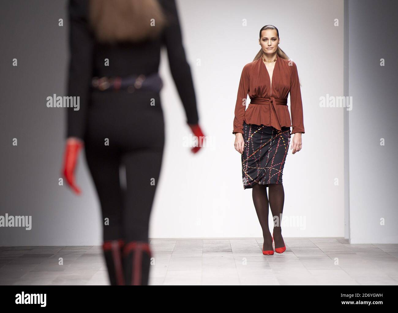 Yasmin Le Bon on the catwalk at the Issa fashion show, held at the BFC ...