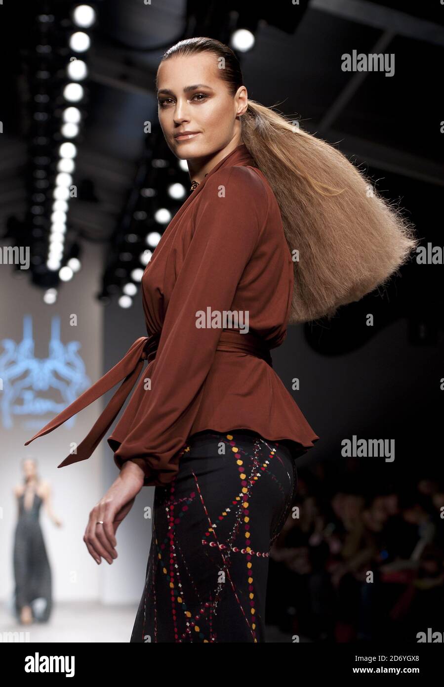 Yasmin Le Bon on the catwalk at the Issa fashion show, held at the BFC ...