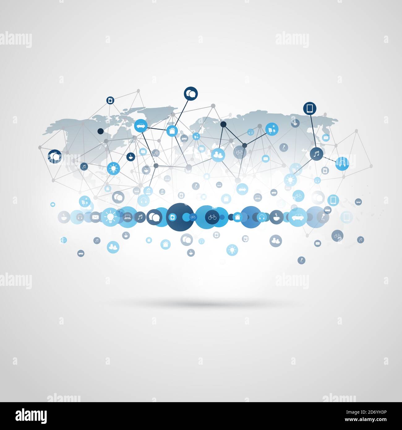 Internet of Things, Cloud Computing Design Concept with Wireframe ...