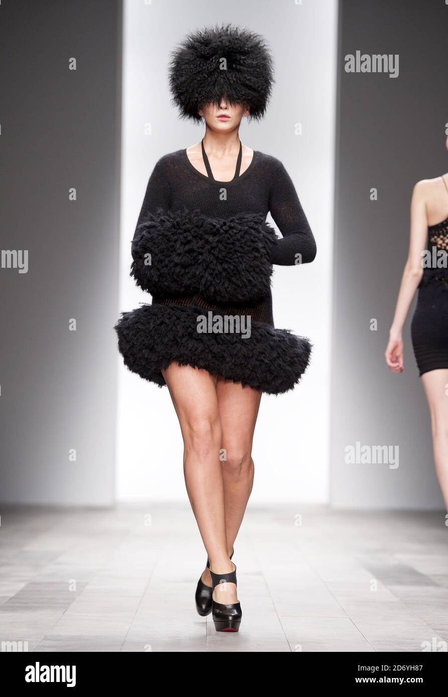 Models on the catwalk at the Mark Fast fashion show, held at the BFC ...