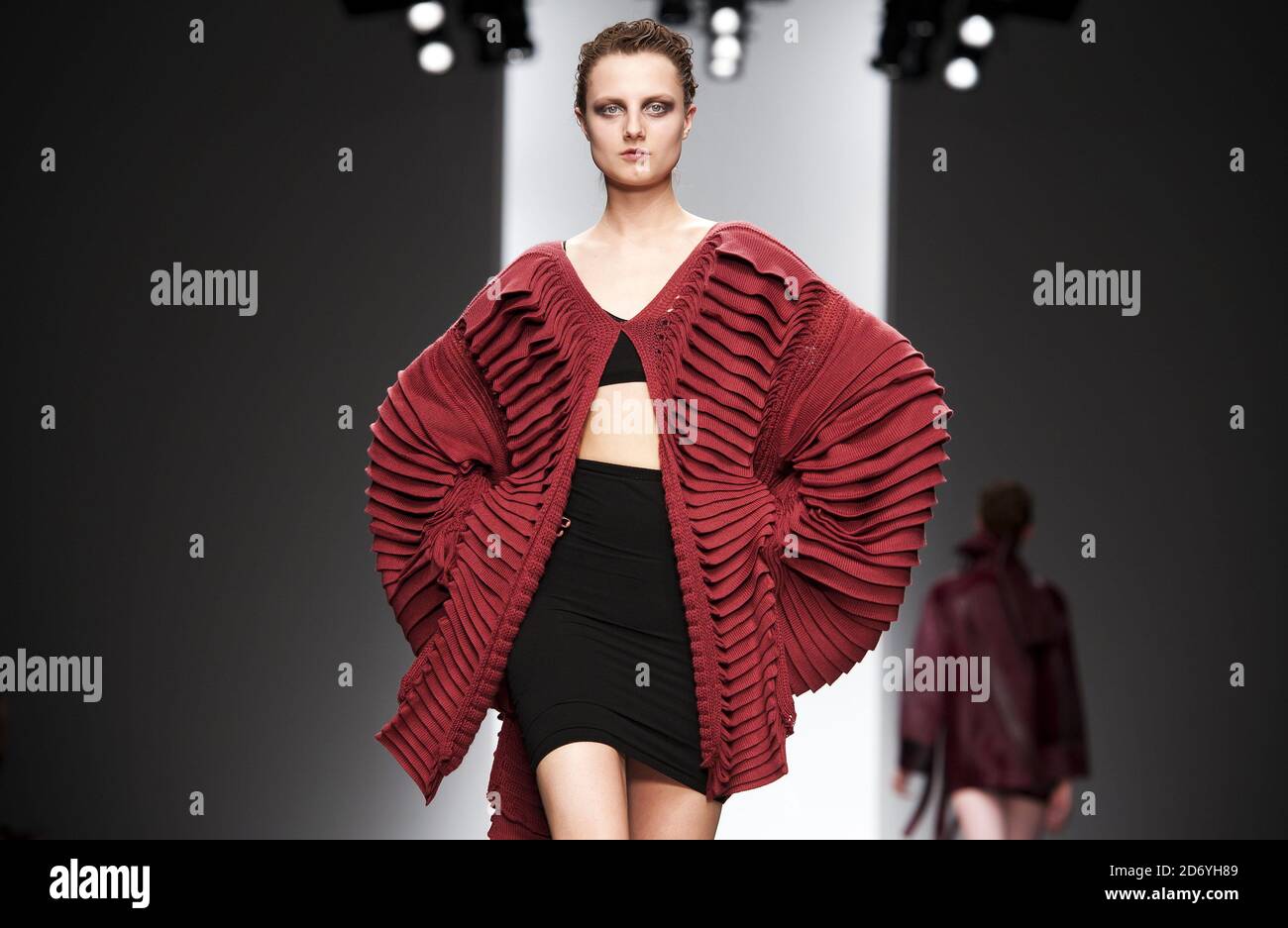 Models on the catwalk at the Mark Fast fashion show, held at the BFC ...