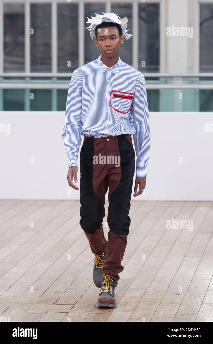 A model wearing a design by New Power Studio at the MAN fashion show ...