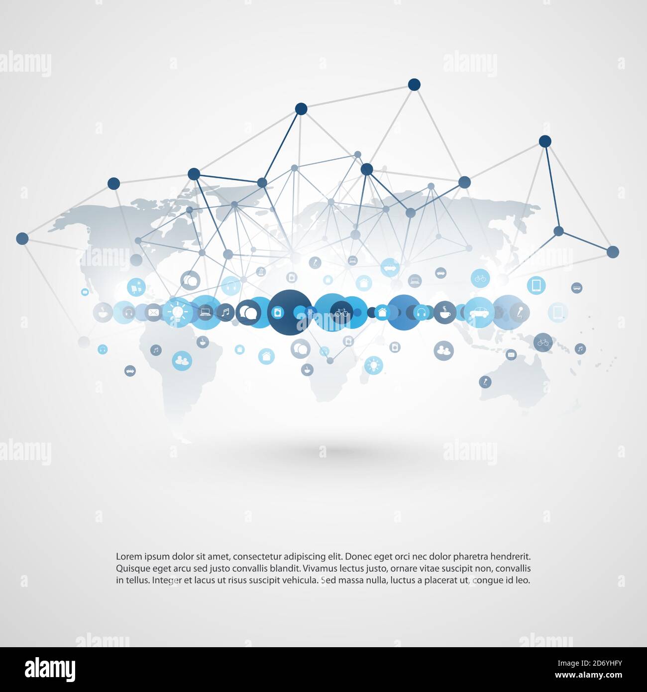 Internet of Things, Cloud Computing Design Concept with Wireframe ...