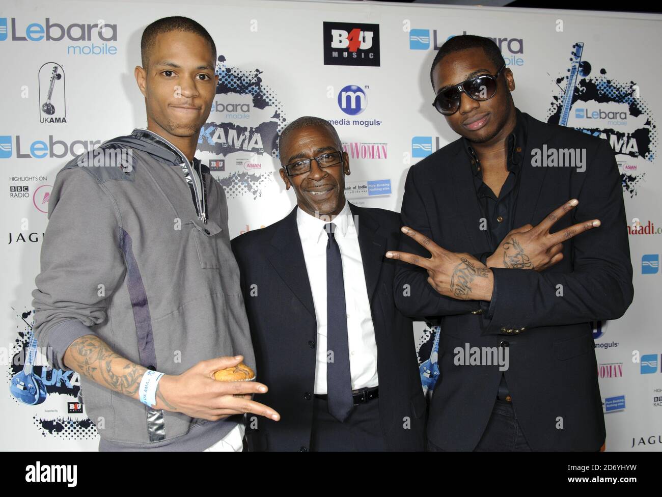 (l-r) Griminal, Junior and Mumzy Stranger pictured backstage at the UK ...