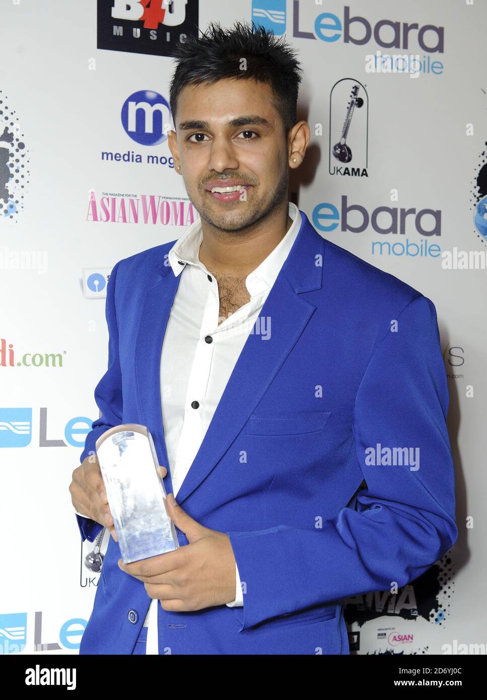 Best Desi Act Award winner Jaz Dhami pictured backstage at the UK Asian ...