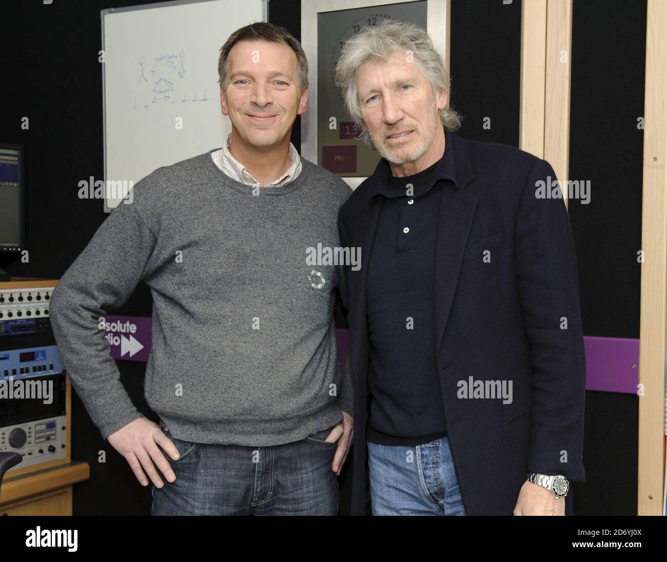 Roger Waters of Pink Floyd pictured with presenter Russ Williams, after ...