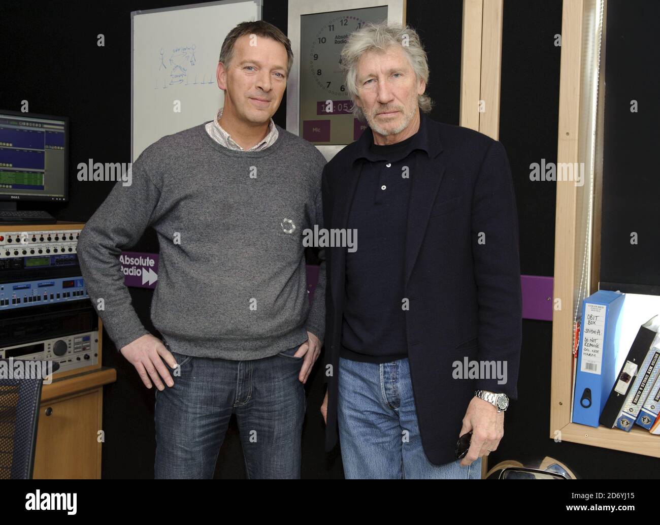 Roger Waters of Pink Floyd pictured with presenter Russ Williams, after ...