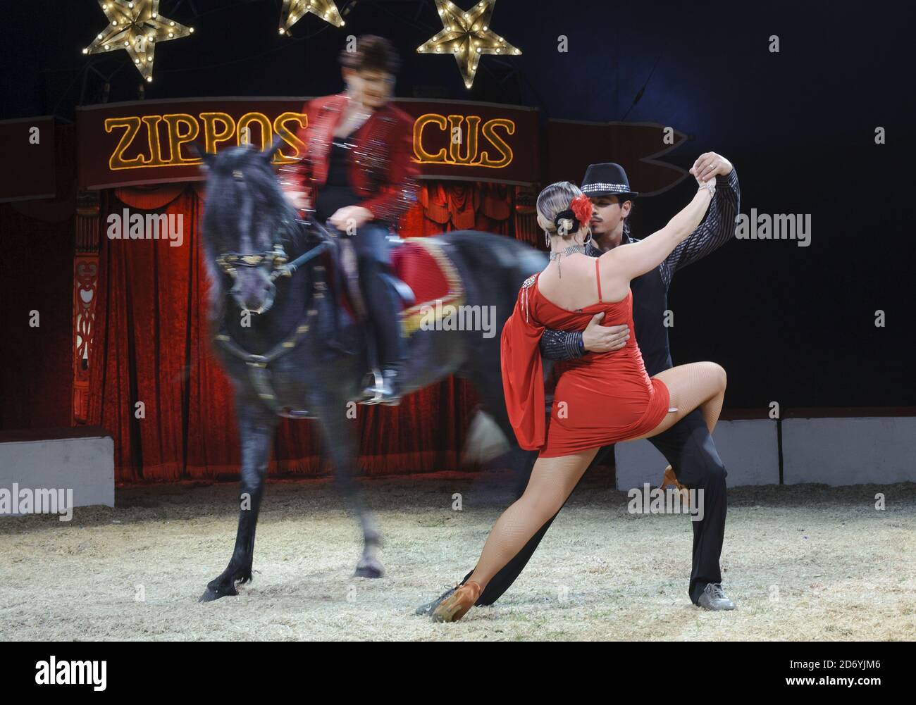 Yasmine Smart (on horse) and dance duo Gabriel and Germaine perform ...