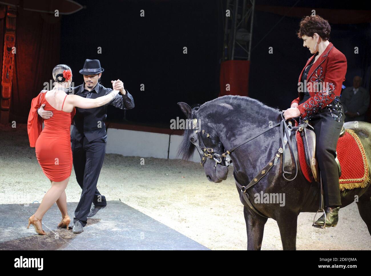 Yasmine Smart (on horse) and dance duo Gabriel and Germaine perform ...