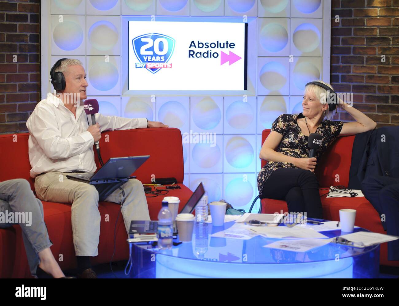 Jim White and Helen Chamberlain pictured during a live broadcast by ...