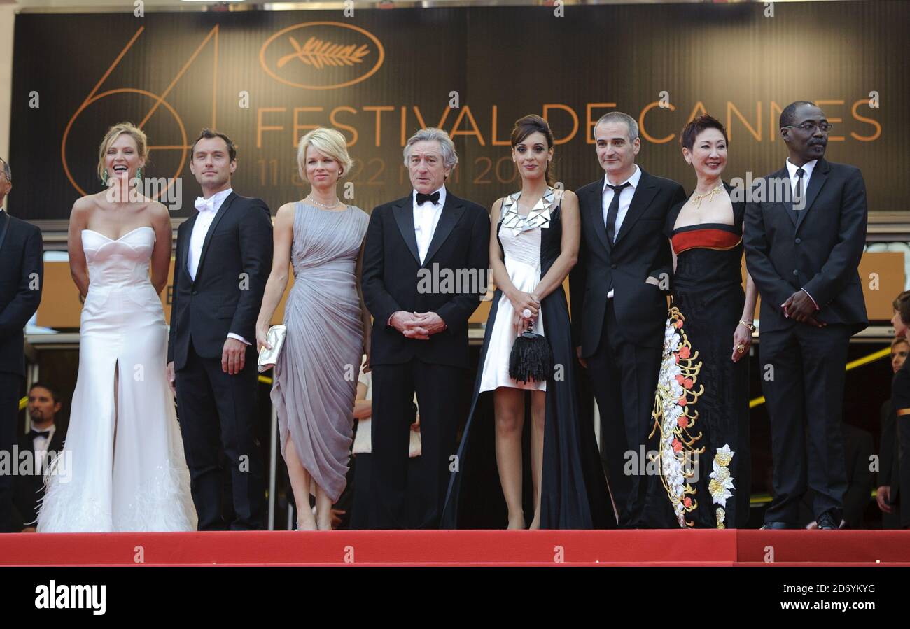 Jury members (l-r) Johnnie To, Uma Thurman, Jude Law, Linn Ullmann ...