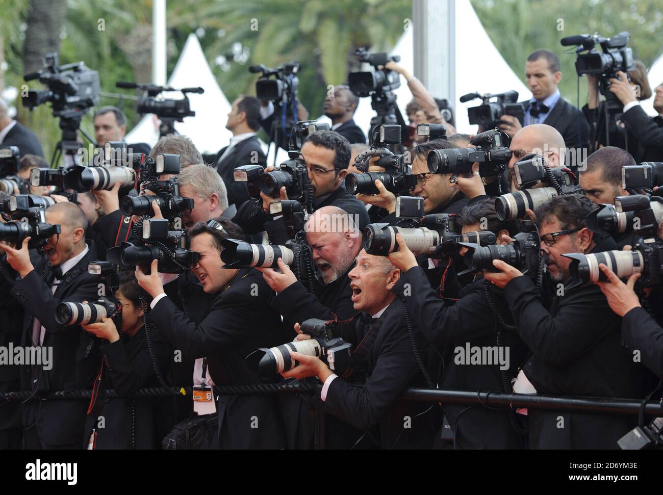 Photographers pictured on the red carpet during the 64th Cannes ...