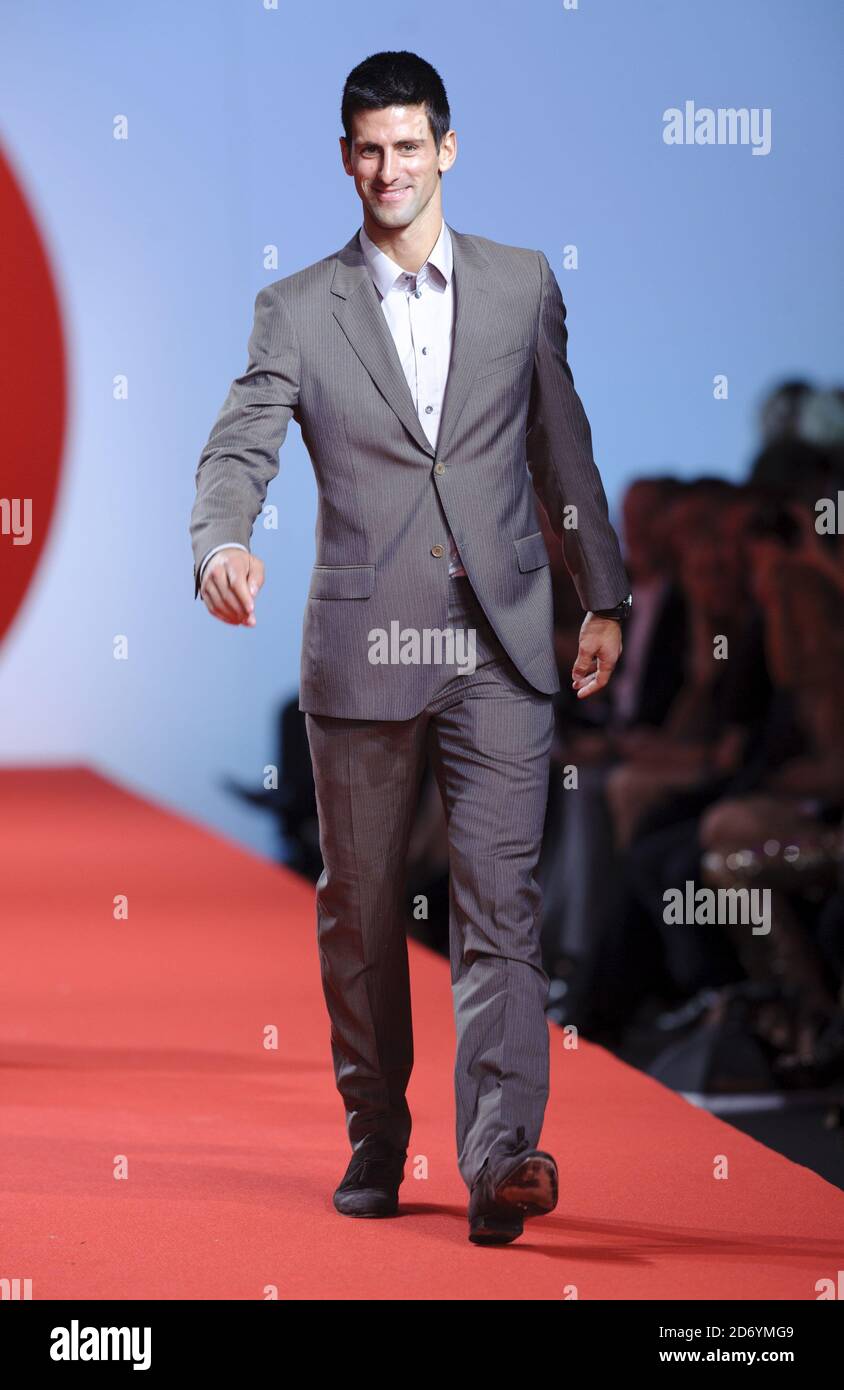 Novak Djokovic on the catwalk at the Fashion For Relief fashion show ...