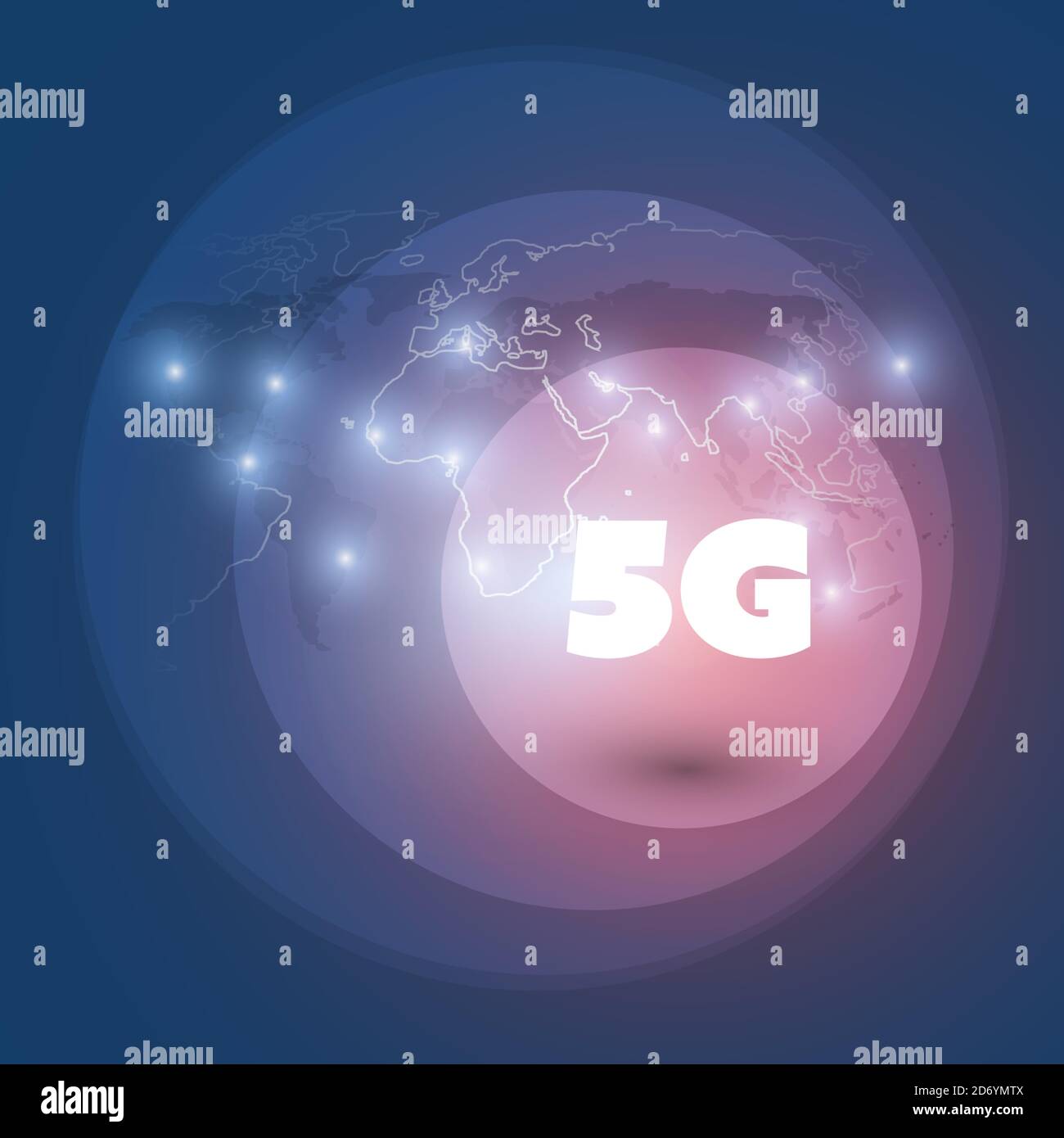 5G Network Label with Glowing Nodes - High Speed, Broadband Mobile ...