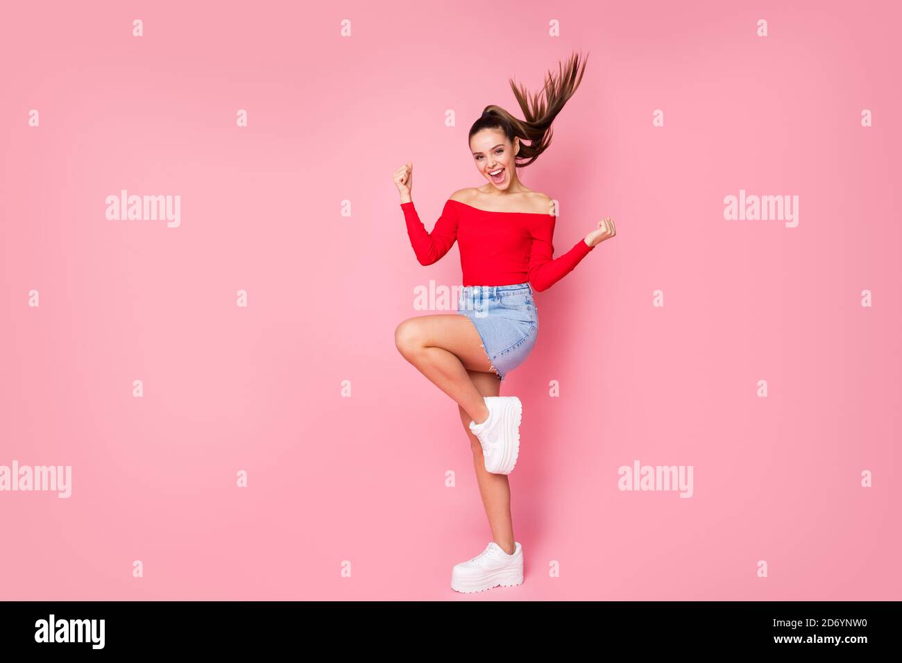 Full length body size view of her she nice-looking attractive lovely ...