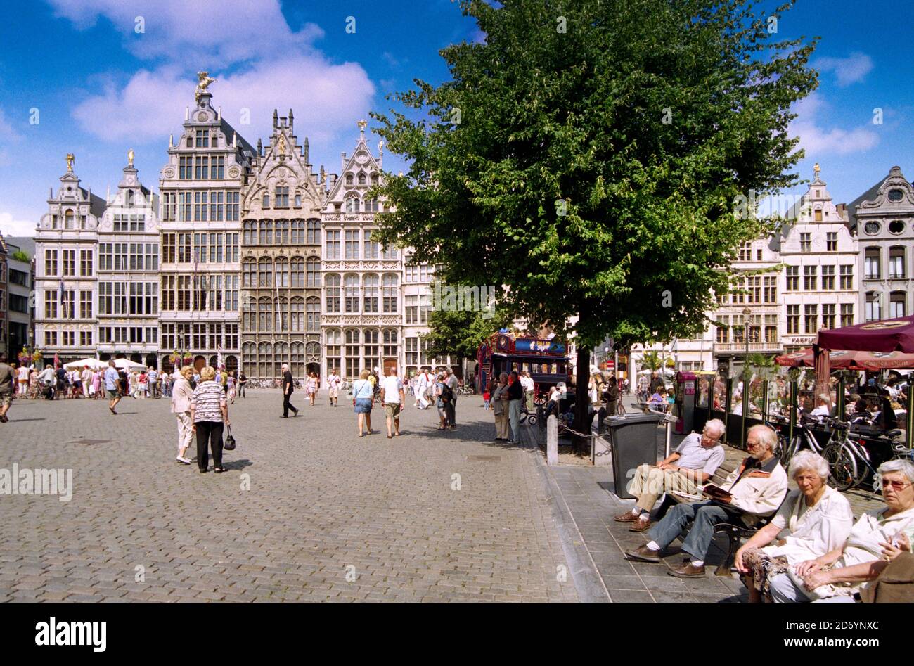 Belgium, Antwerp, Grote Markt Square, Restored Guildhouses Stock Photo ...