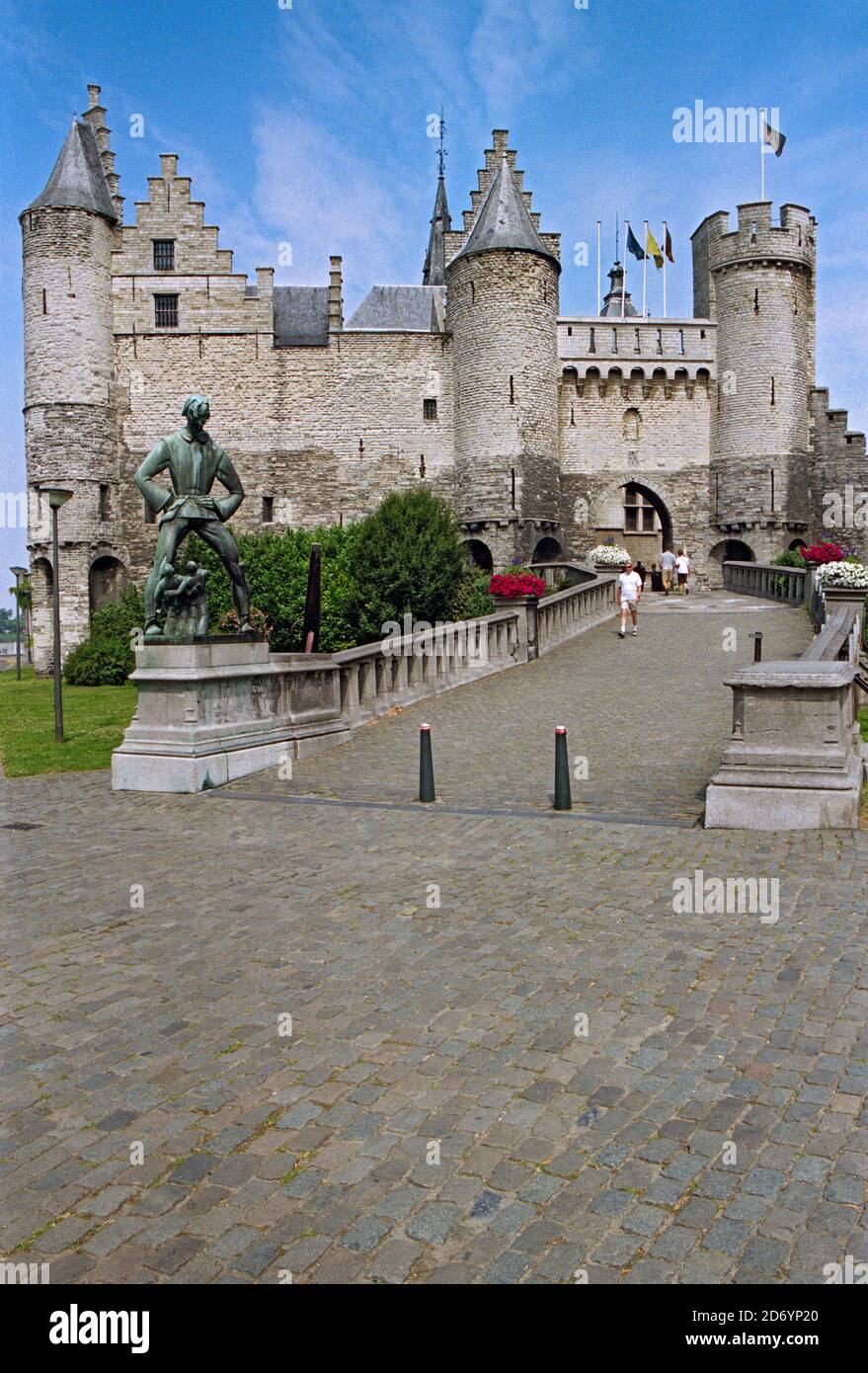 Belgium, Antwerp, Lange Wapper Statue in Front of Het Steen Castle ...