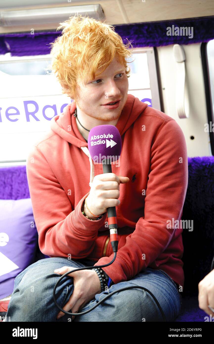 Ed Sheeran pictured backstage in the Absolute Radio area at the ...
