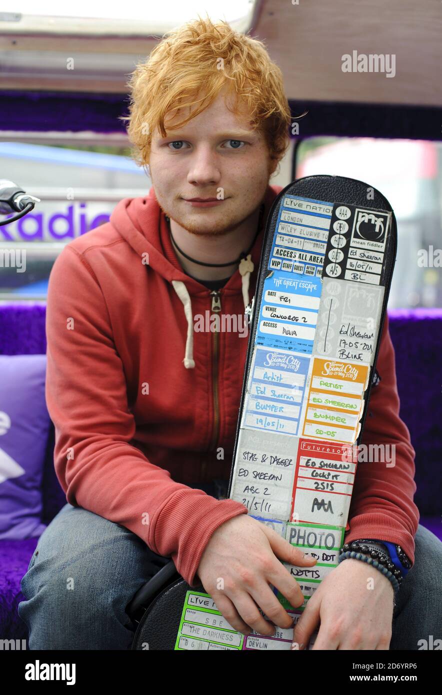 Ed Sheeran pictured backstage in the Absolute Radio area at the ...