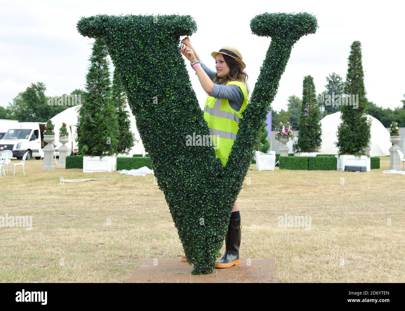Worker Nicola Lamb puts the finishing touches to the Virgin Media ...