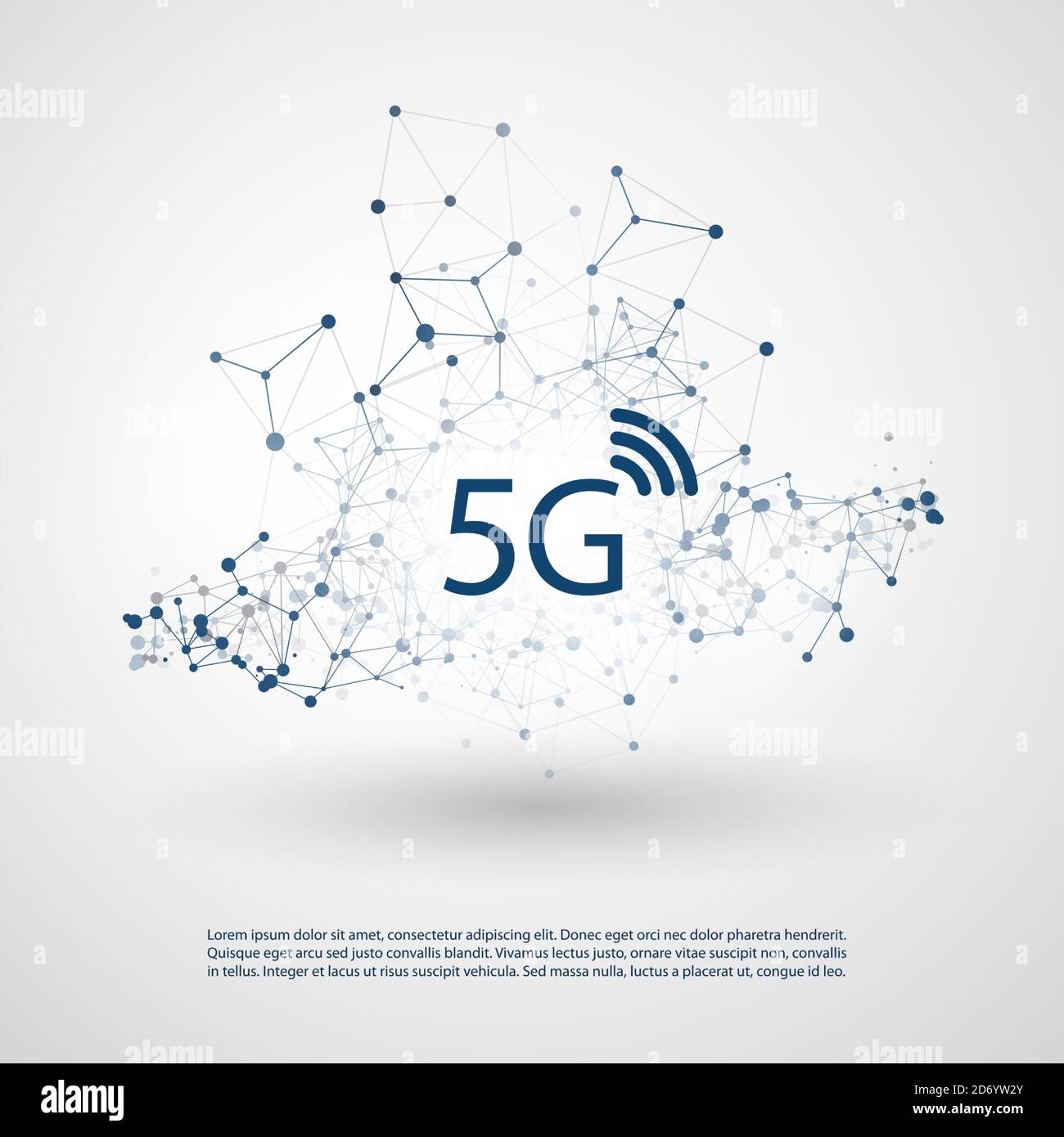 5G Network Label with Wireframe Mesh - High Speed, Broadband Mobile ...