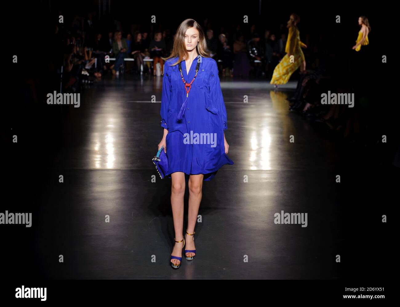 A model on the catwalk at the Matthew Williamson fashion show, held at ...