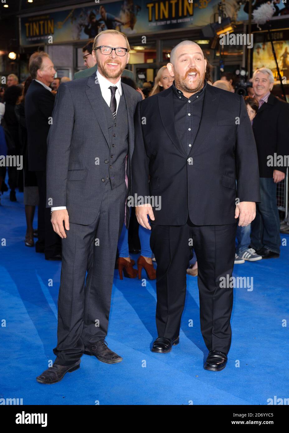 Simon Pegg and Nick Frost attending the premiere of Tintin, at the ...