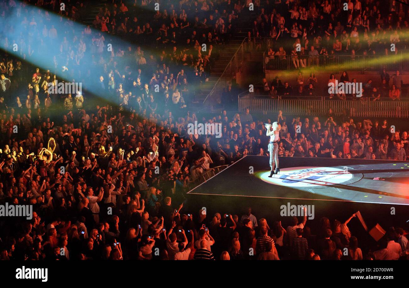 Rihanna performing at the Capital FM Jingle Bell Ball, at the O2 Arena ...