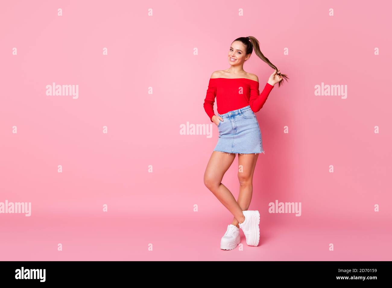 Full length body size view of her she nice-looking attractive lovely ...