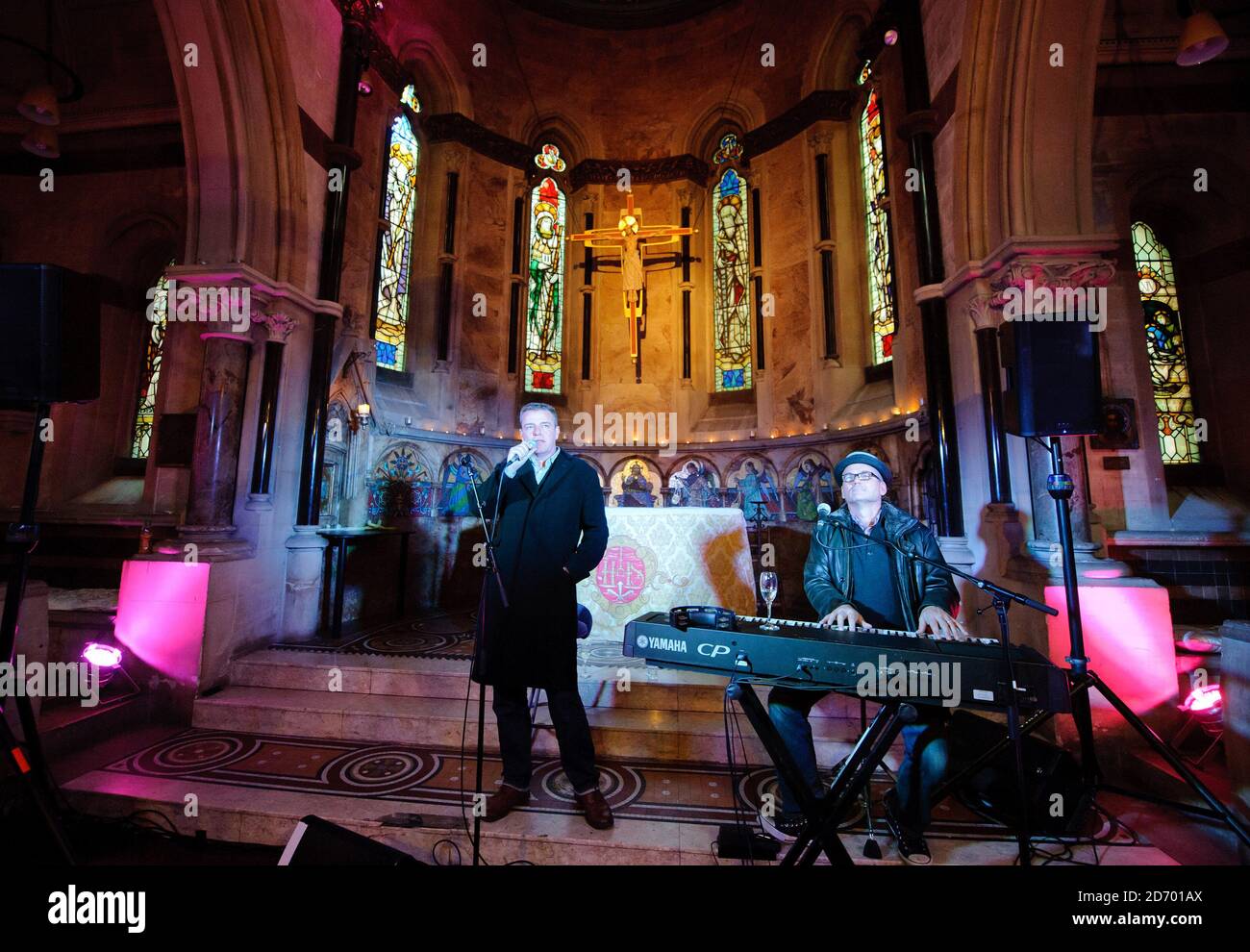 Suggs and Michael Barson of Madness performing at the Absolute Radio ...