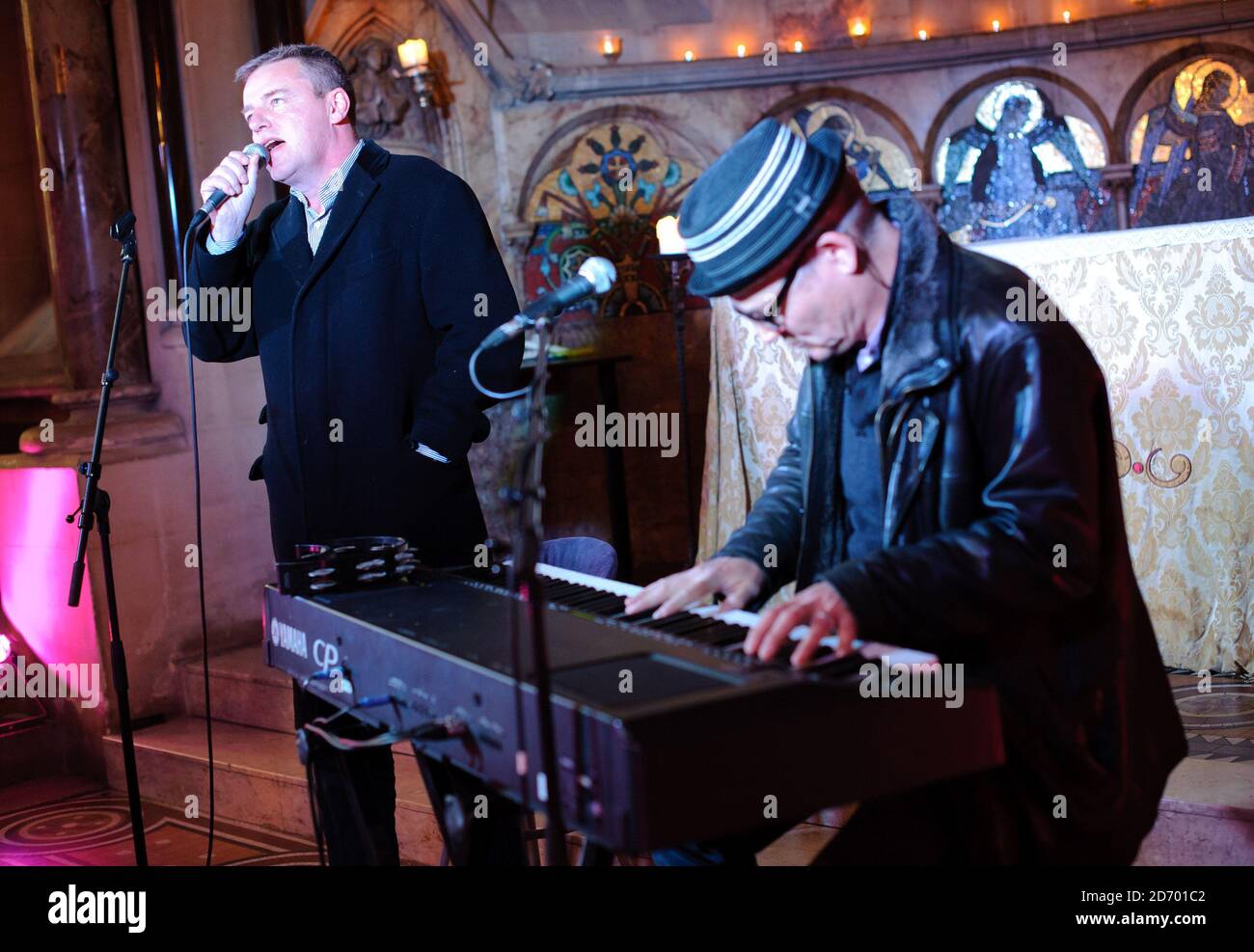 Suggs and Michael Barson of Madness performing at the Absolute Radio ...