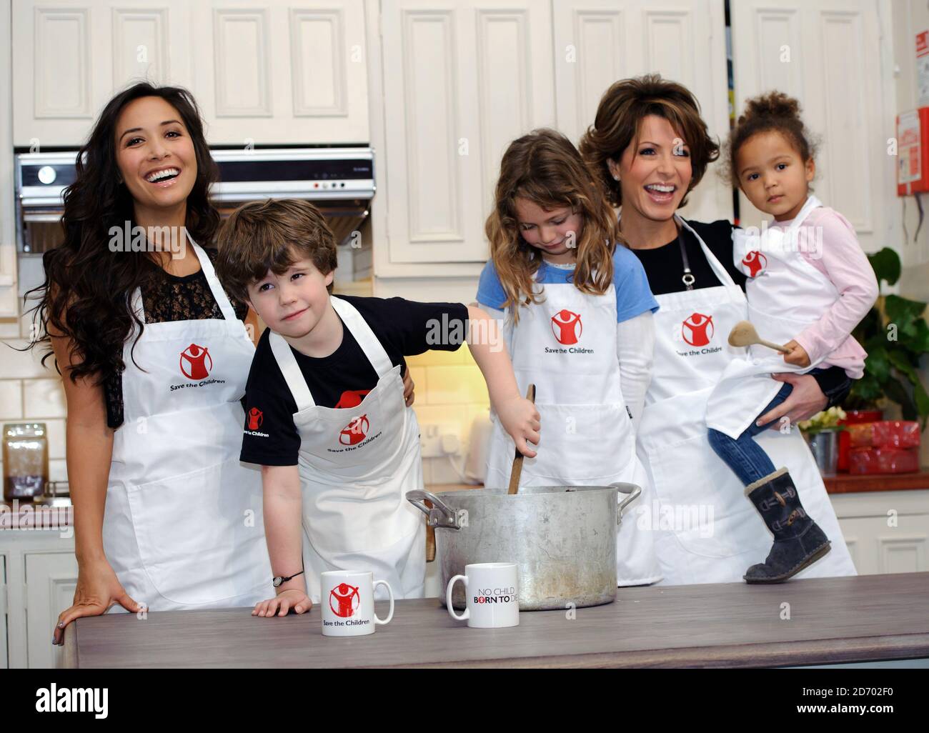 Myleene Klass and Natasha Kaplinsky, with children (l-r) Jamie, Zoe and ...