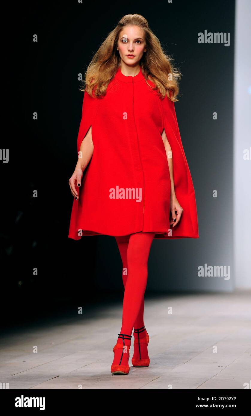 A model on the catwalk at the Issa fashion show, held at the BFC venue ...