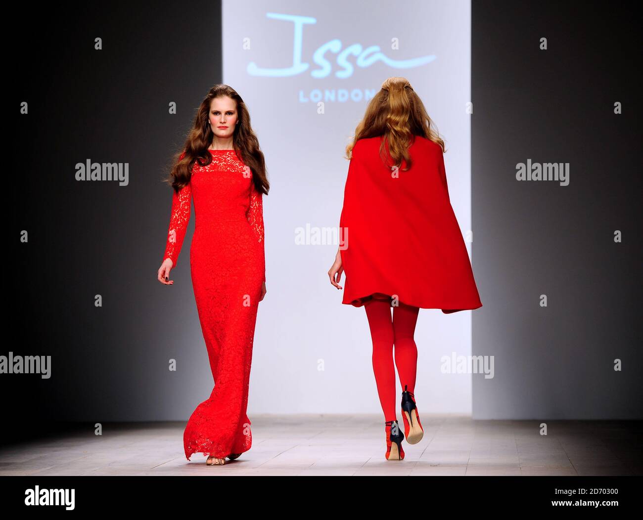 A model on the catwalk at the Issa fashion show, held at the BFC venue ...