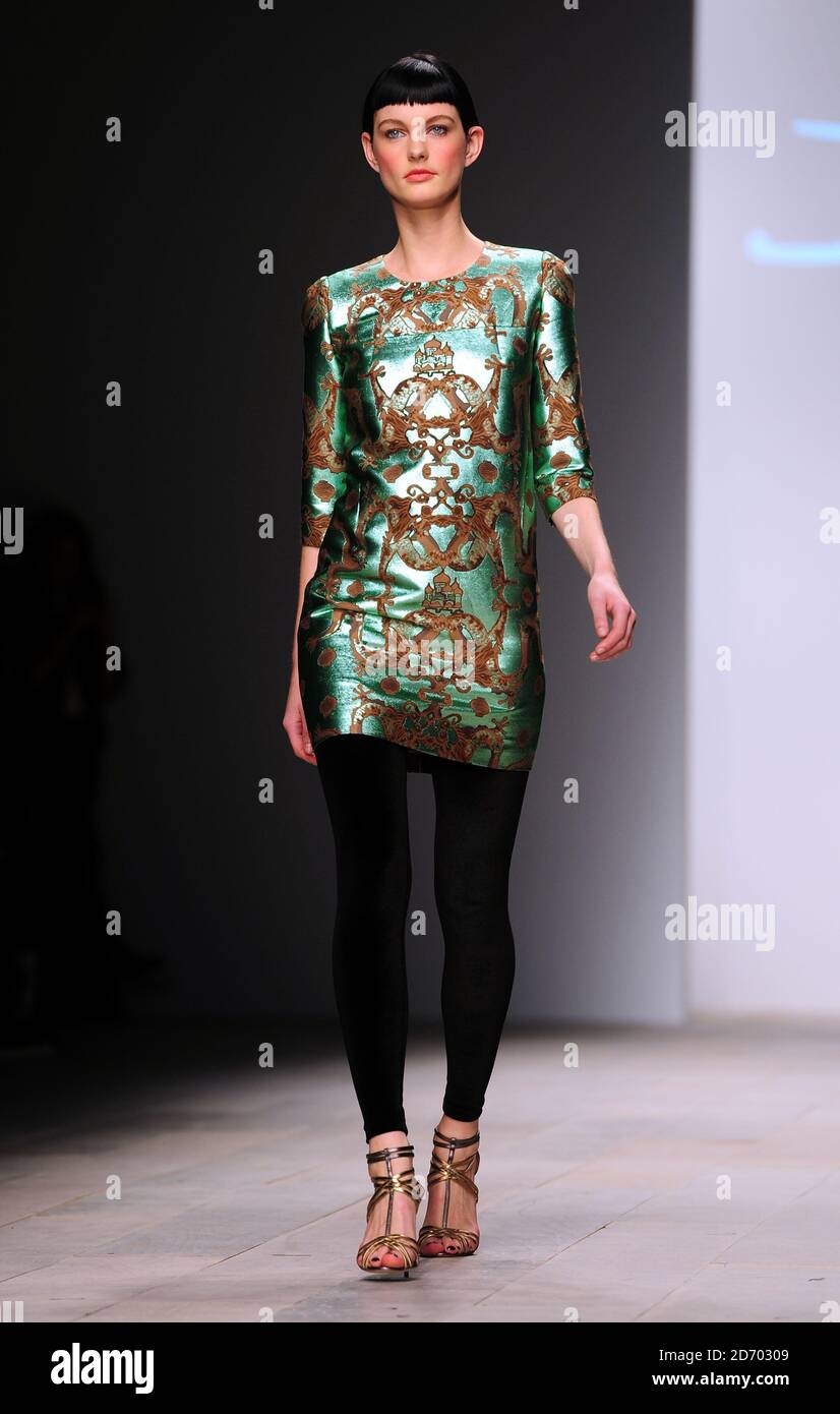 A model on the catwalk at the Issa fashion show, held at the BFC venue ...
