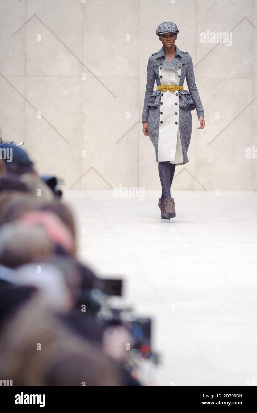 Models on the catwalk at the Burberry Prorsum show at Kensington Gore ...