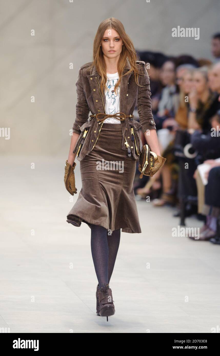 Models on the catwalk at the Burberry Prorsum show at Kensington Gore ...