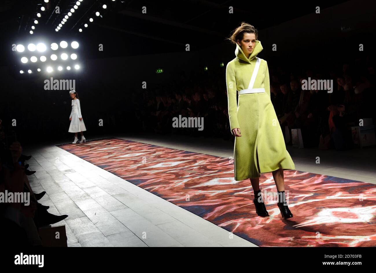 Models on the catwalk at the Osman fashion show, held at the BFC venue ...