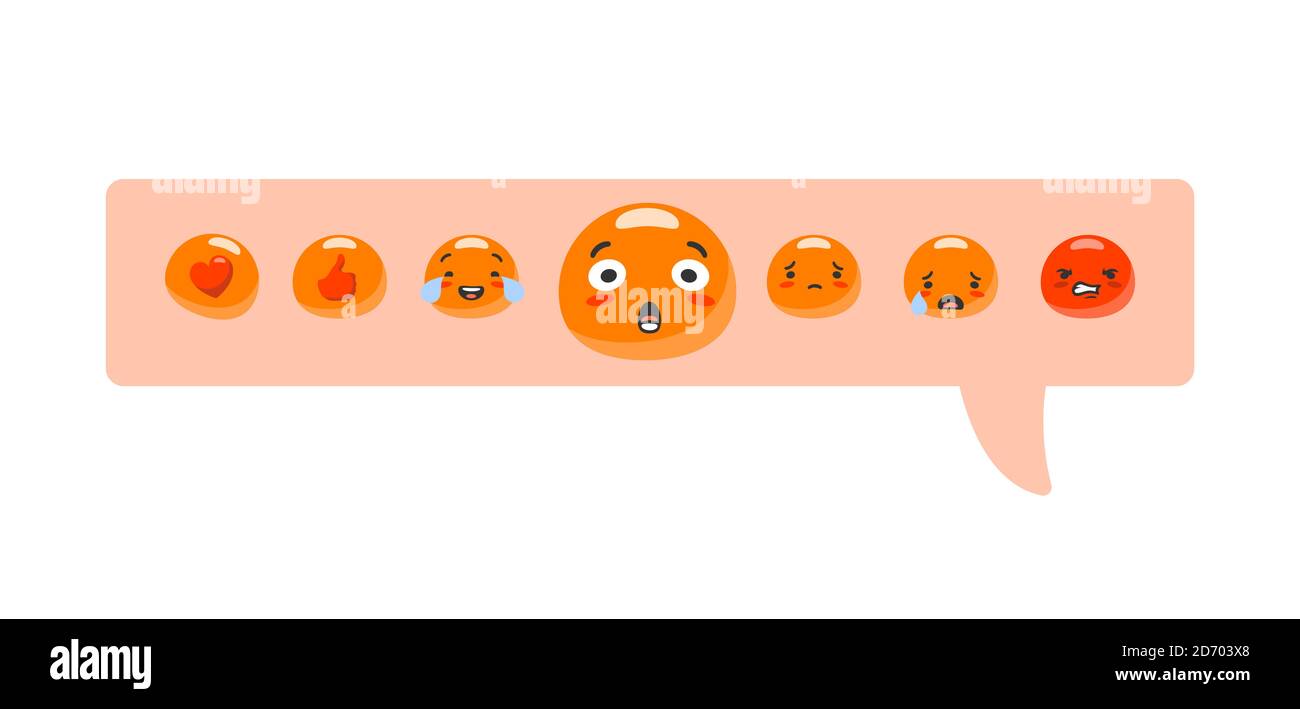 Emoji mood comments. Online answer line in messenger of characters red ...